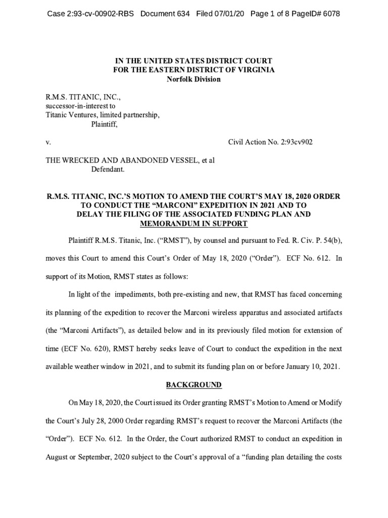 2020 7 1 Motion To Amend To Conduct Expedition in 2021 | PDF | Teaching ...