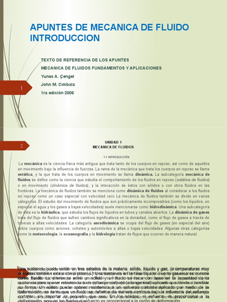 1 Introduccion A La Mecanica de Los Fluidos | PDF | Líquidos | Viscosidad