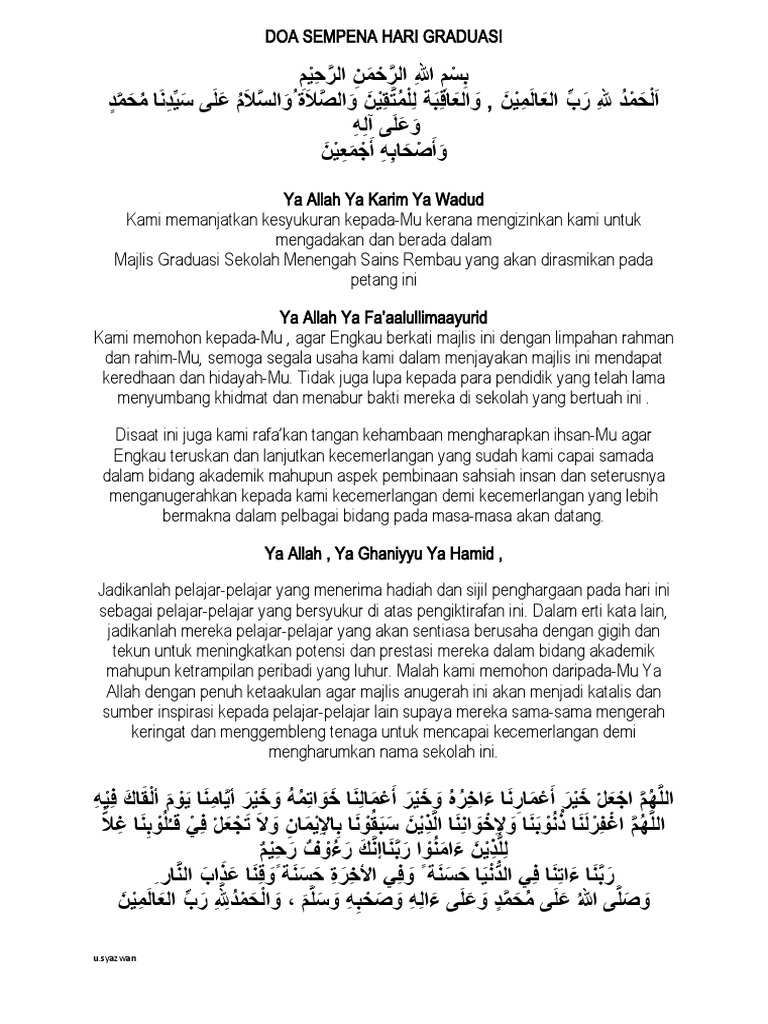 Doa Majlis Graduasi | PDF