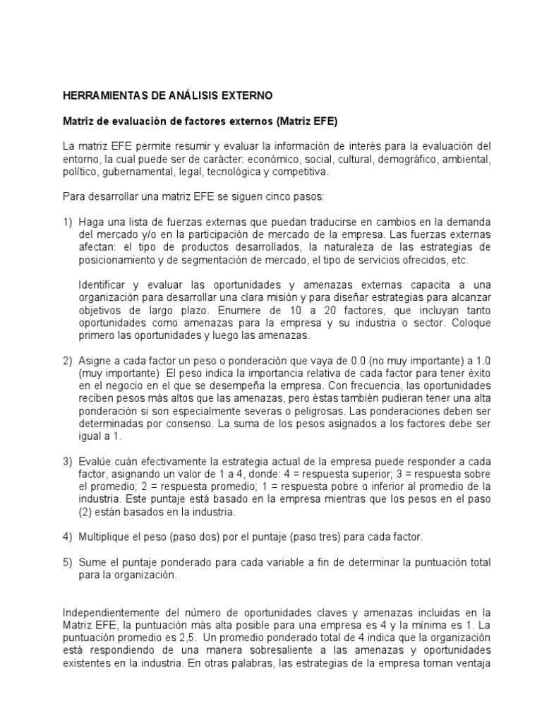 Ejercicio. MATRIZ EFE | PDF | Matriz (Matemáticas) | Mercado (economía)