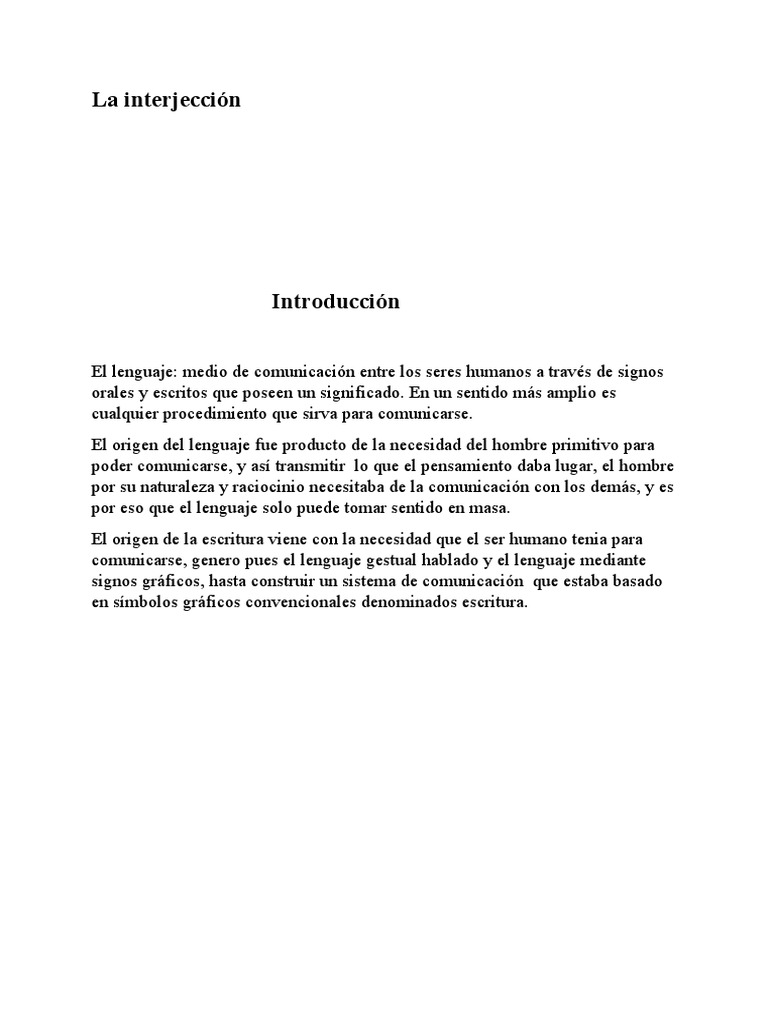 La Interjeccion | PDF | Cognición | Semiótica