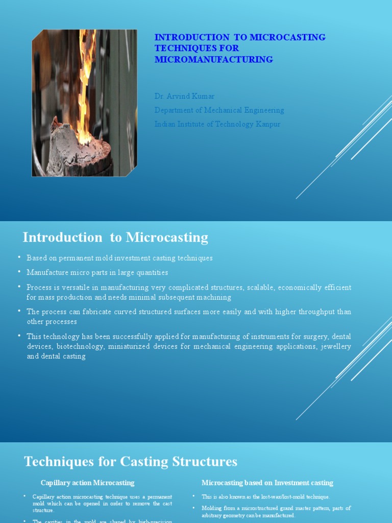 Introduction To Microcasting Techniques For MicroManufacturing | PDF | Casting (Metalworking ...