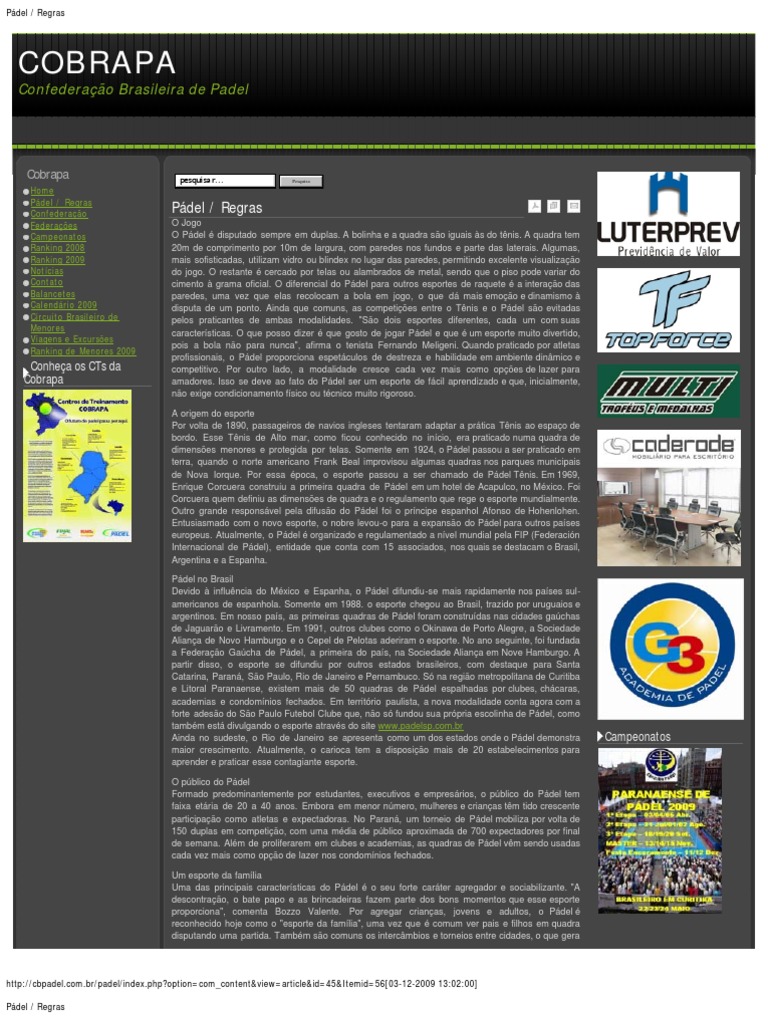 Pádel - Regras | PDF | Esportes atléticos | Regras e regulamentos ...