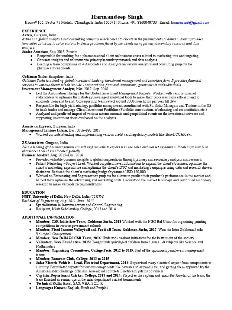 Harmandeep Singh - Resume | PDF | Analytics | Business