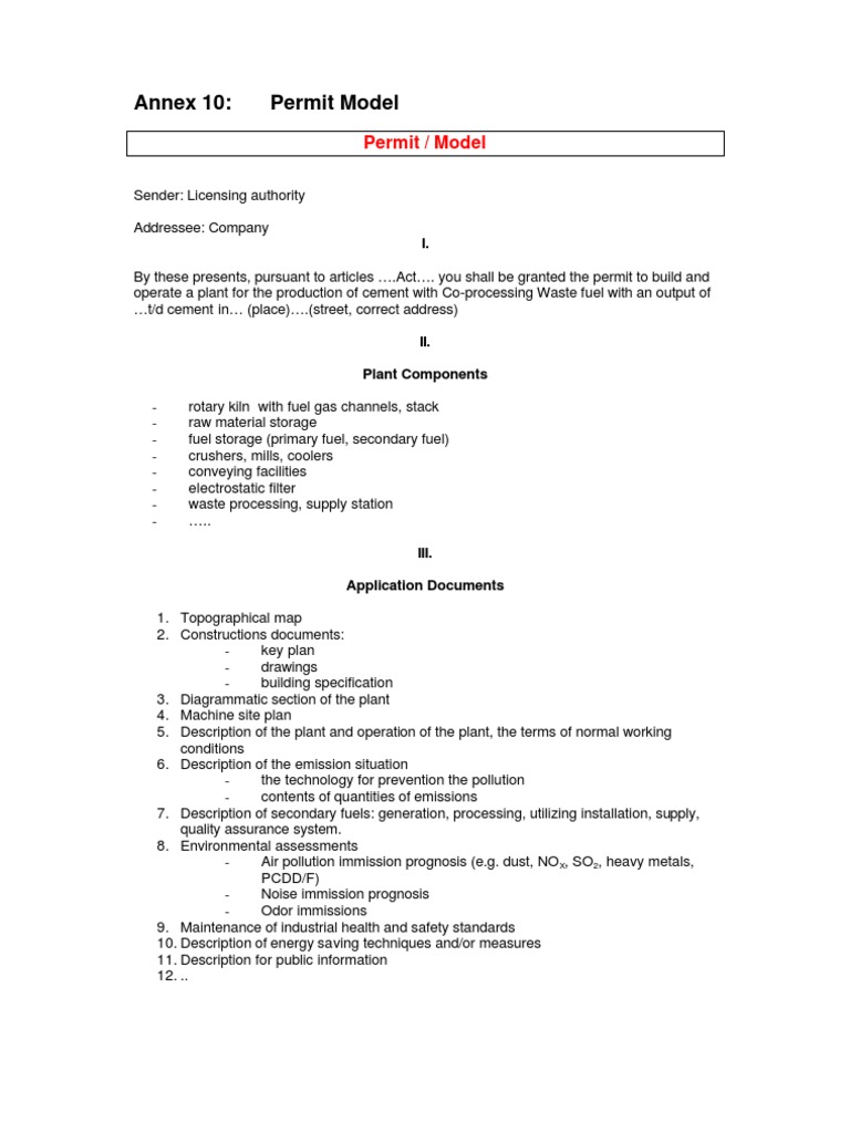 Permit Model | PDF | Exhaust Gas | Fuels
