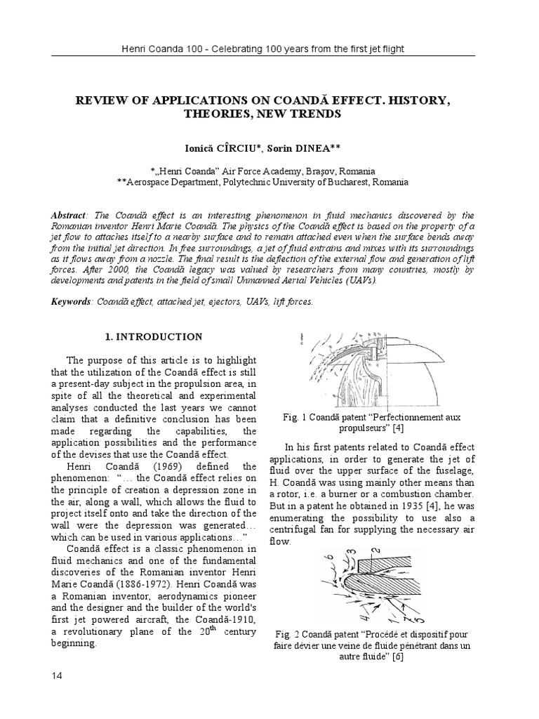 Review of Applications On Coandă Effect. History, Theories, New Trends ...