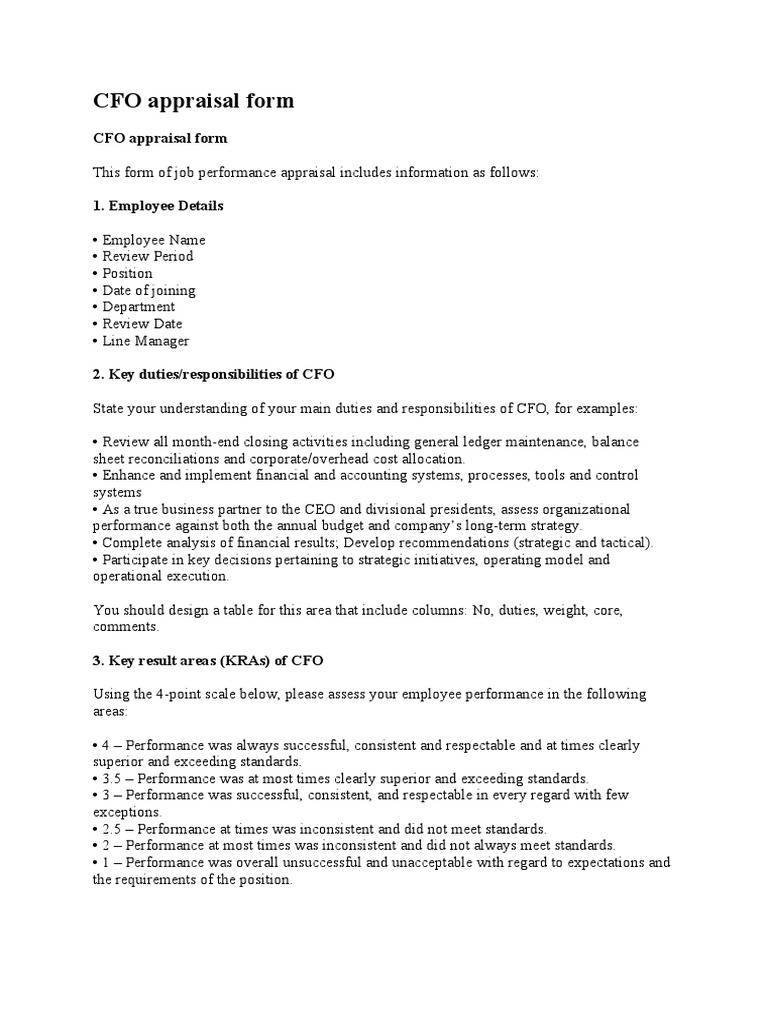 CFO Appraisal Form
