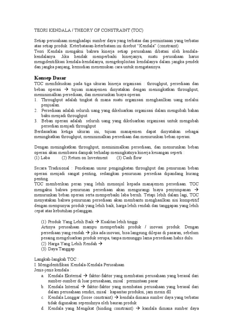 Teori Kendala | PDF | Teknologi & Rekayasa | Komputer