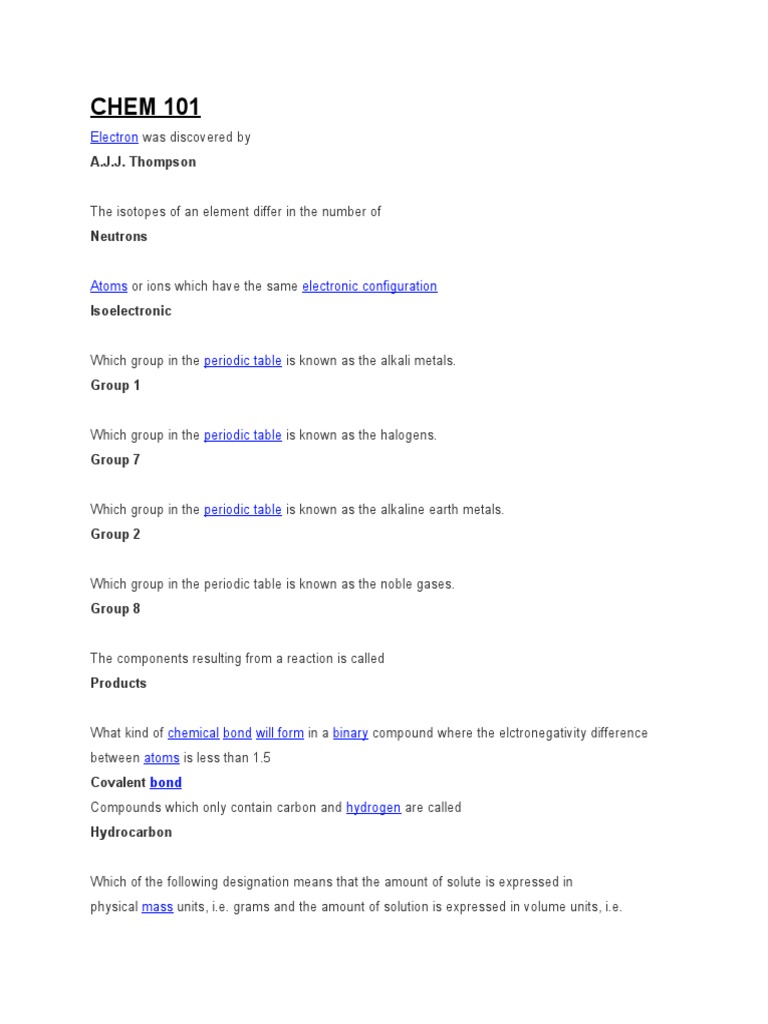 Chem 101 | PDF | Ion | Atoms