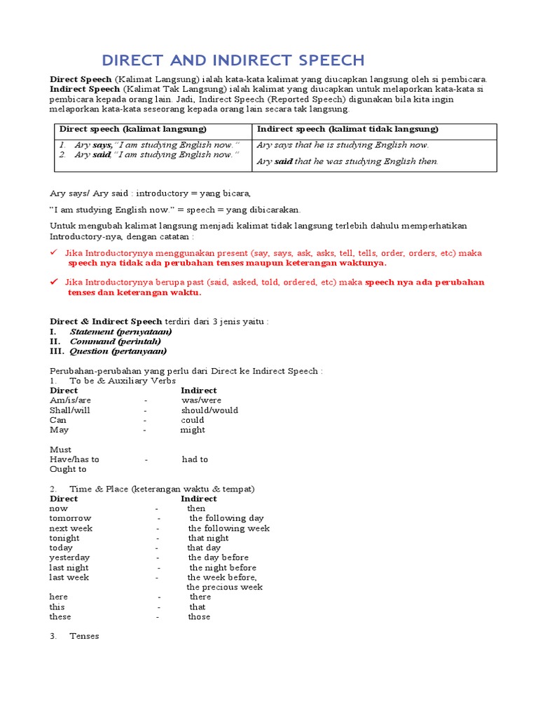 Direct and Indirect Speech | PDF | Semantic Units | Languages