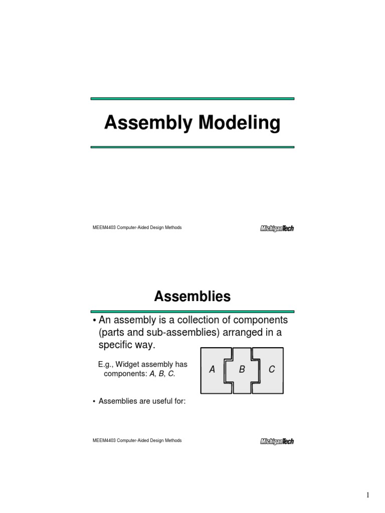 Assembly Modeling: Assemblies | PDF | Top Down And Bottom Up Design ...