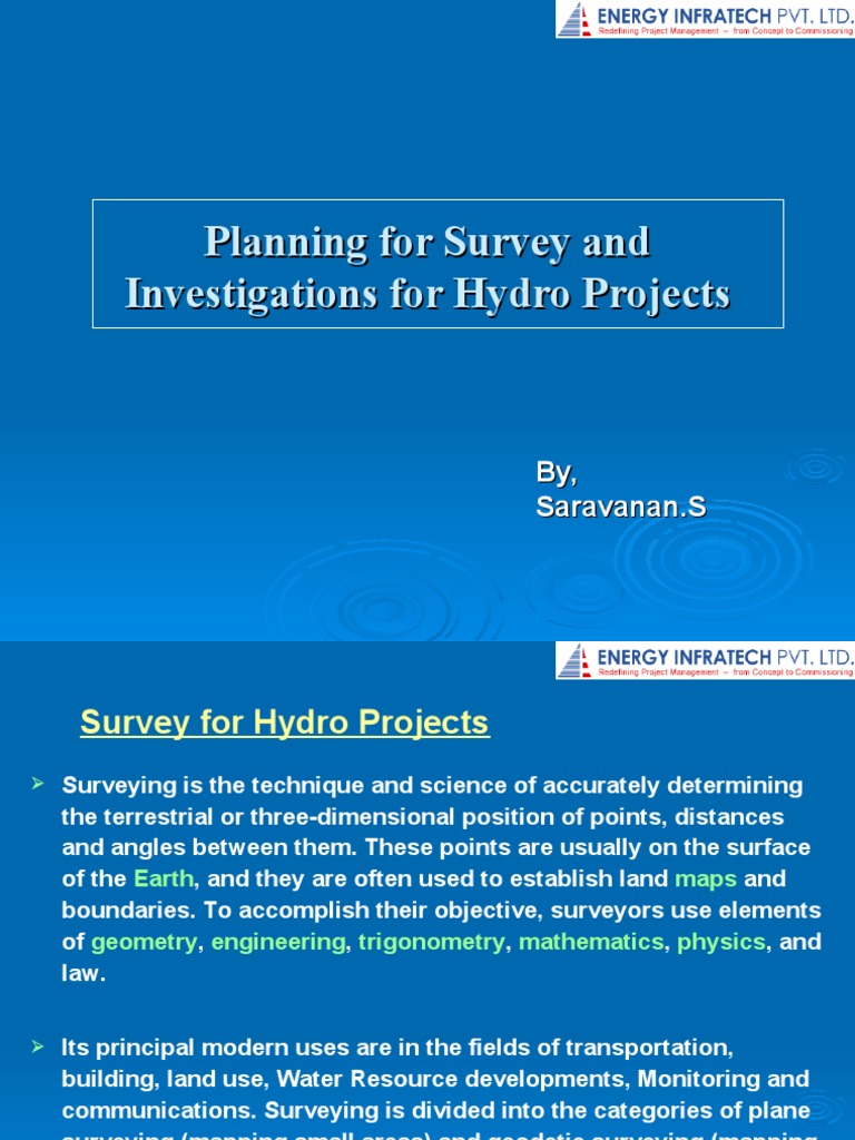 Planning For Survey and Investigations For Hydro Projects | PDF