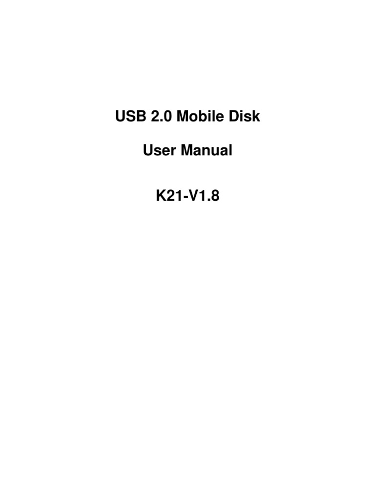 Usb 2 0 Mobile Disk User Manual Pdf Microsoft Windows Operating