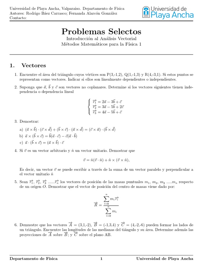 Problemas Selectos Introducci N An Lisis Vectorial | PDF | Vector Euclidiano | Matriz (Matemáticas)