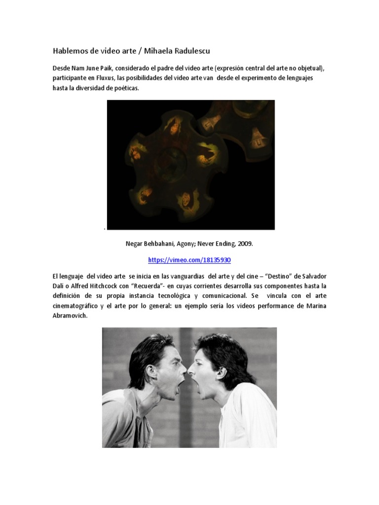 Definición y ejemplos de video arte | PDF | Artes (general) | Cine