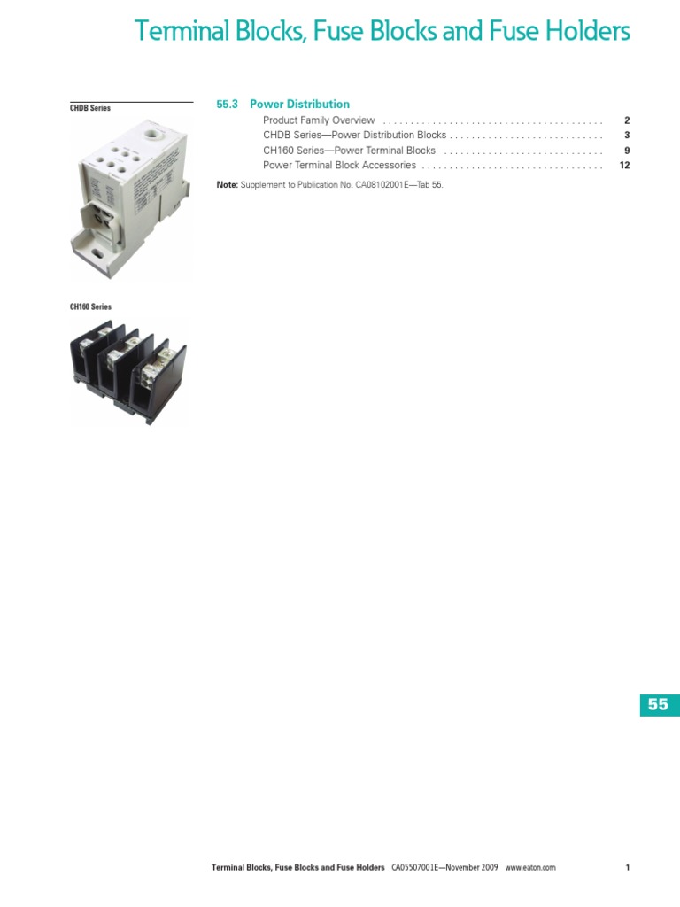 Power Distribution Block - EATON PDF | PDF | Fuse (Electrical ...