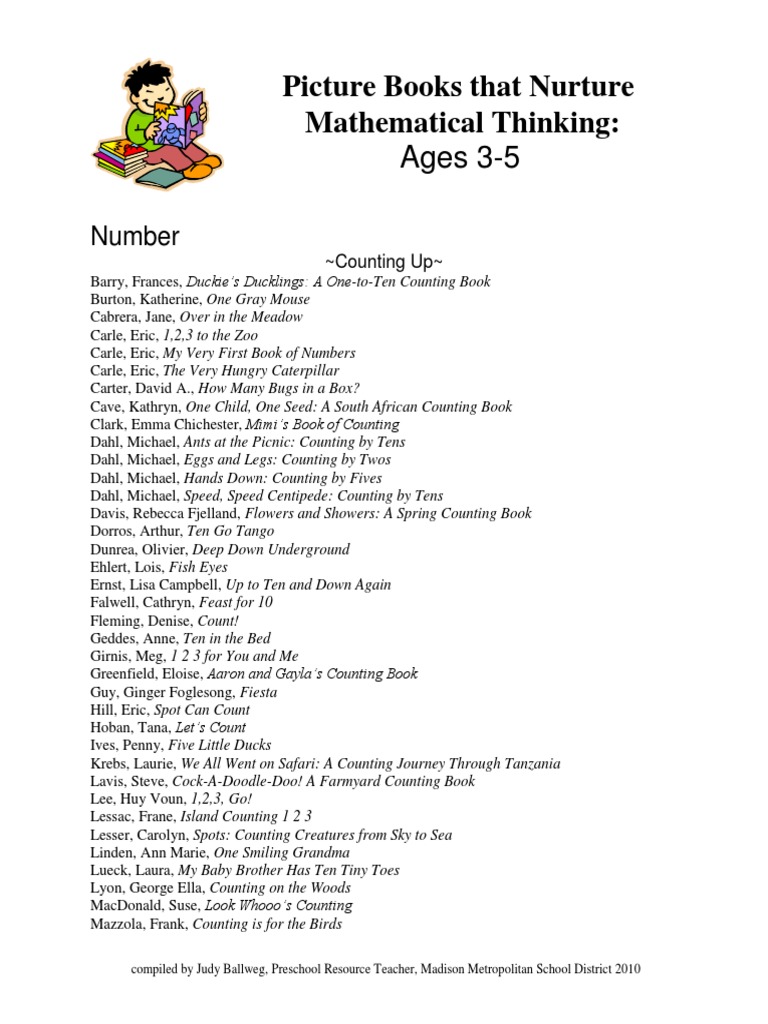 Ages 3-5: Picture Books That Nurture Mathematical Thinking | PDF | Nature