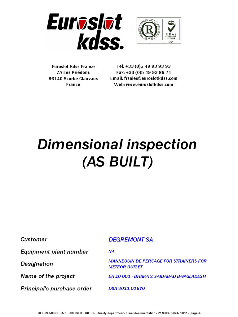 Dimensional Inspection (As Built) | PDF