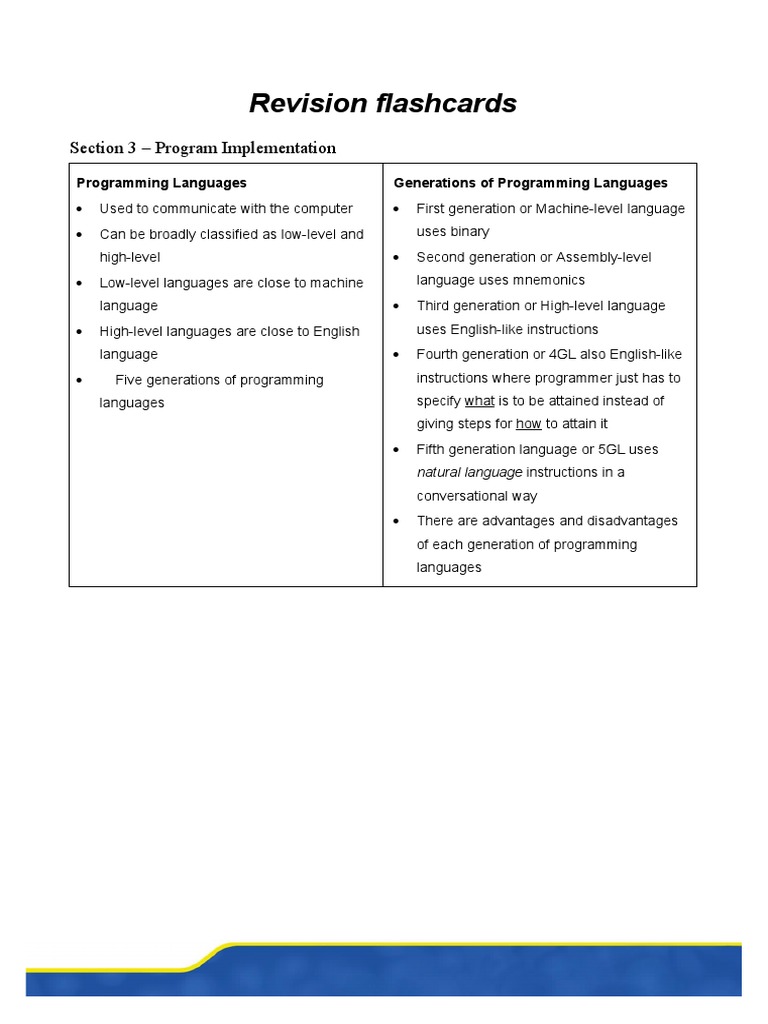 Revision Flashcards: Section 3 - Program Implementation | PDF ...