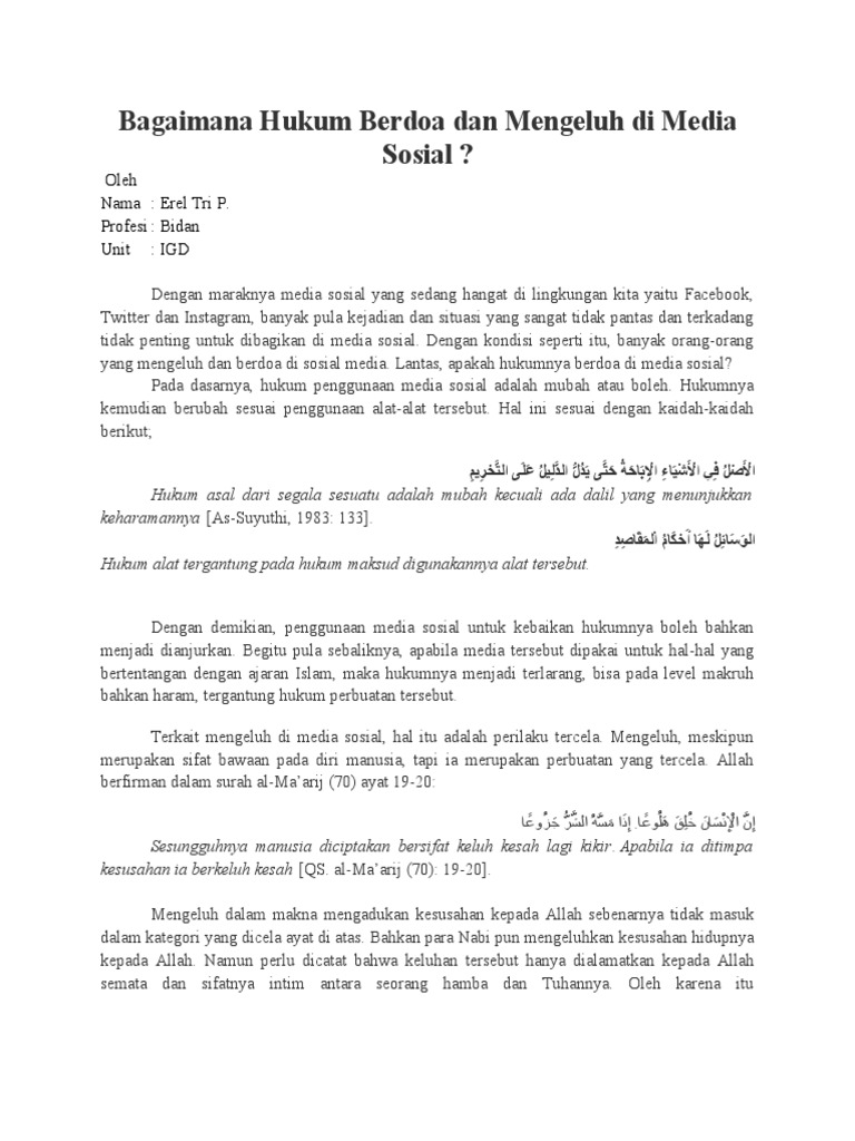 Etika Berdoa dan Mengeluh Online | PDF | Agama & Spiritualitas