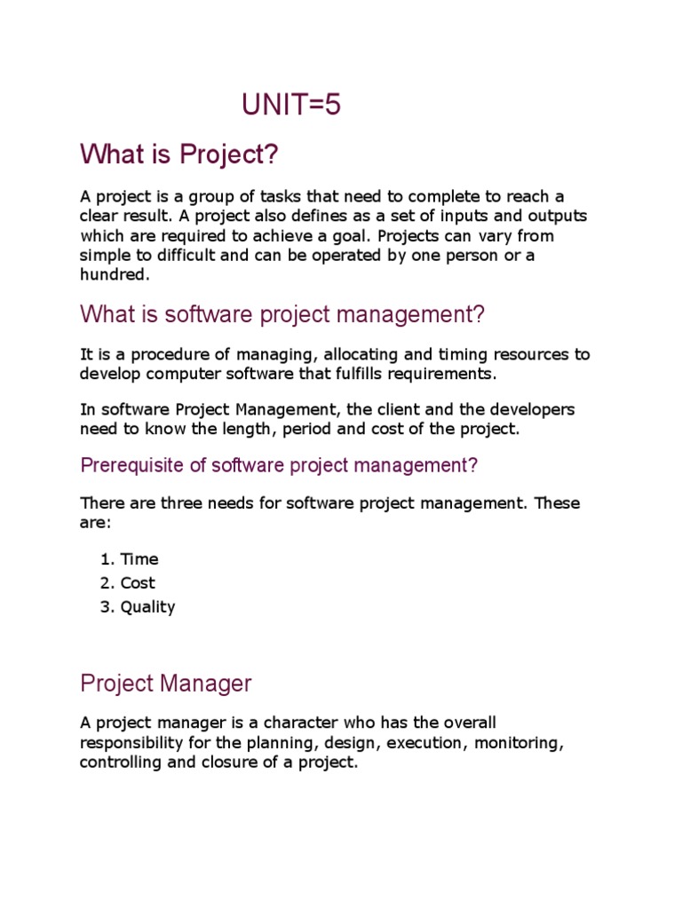 Software Engineering Notes Unit-5 | PDF | Project Management | Systems ...