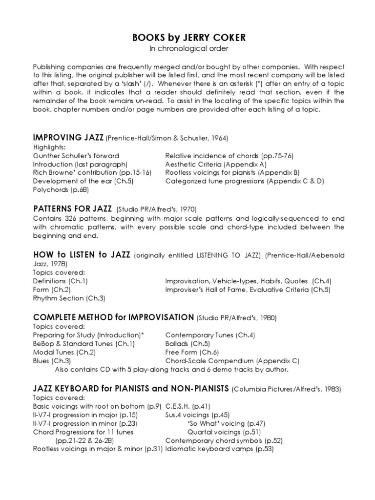 BOOKS by JERRY COKER 2 | PDF | Jazz | Chord (Music)