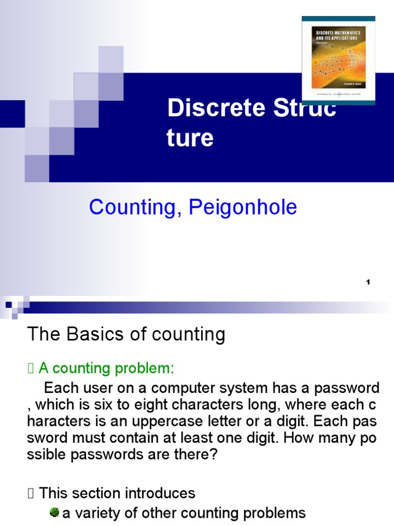 Discrete Struc Ture: Counting, Peigonhole | PDF | Sequence | String (Computer Science)