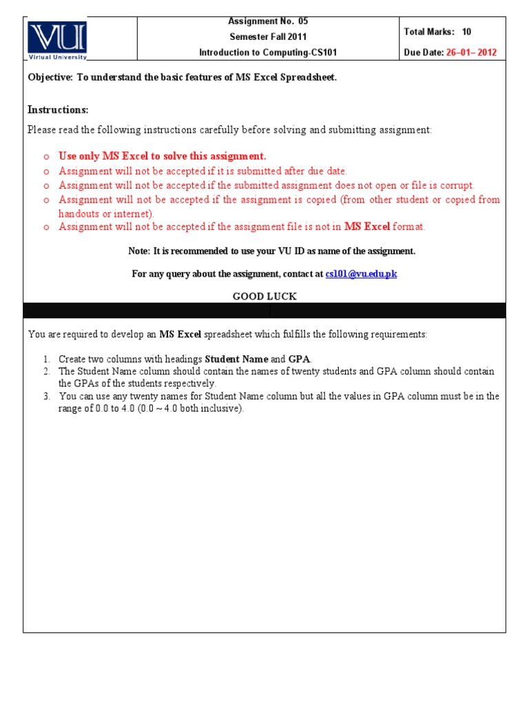 Instructions:: Please Read The Following Instructions Carefully Before ...