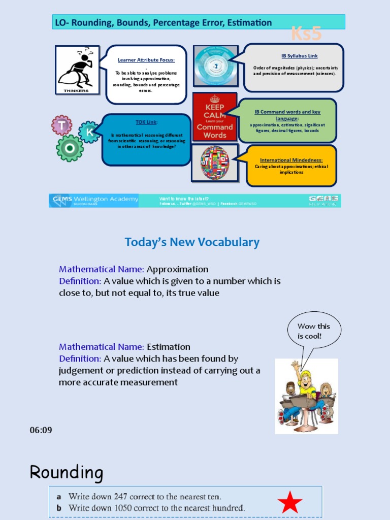 LO-Rounding, Bounds, Percentage Error, Estimation: Learner Attribute ...