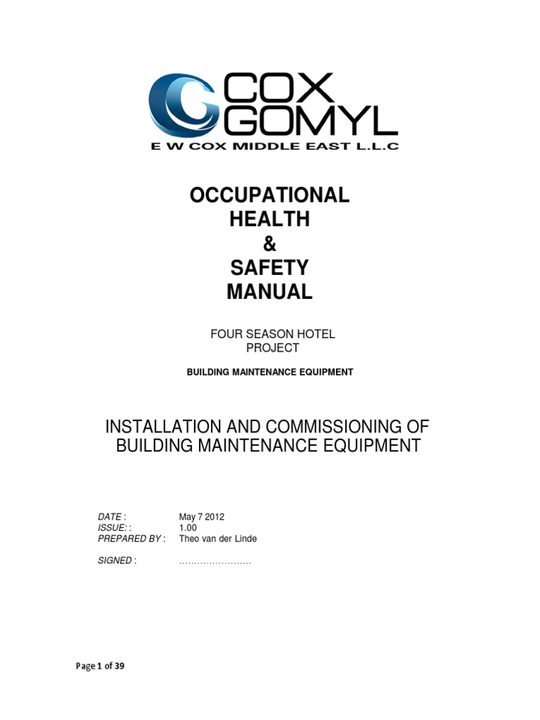 Occupational Health & Safety Manual: Installation and Commissioning of ...