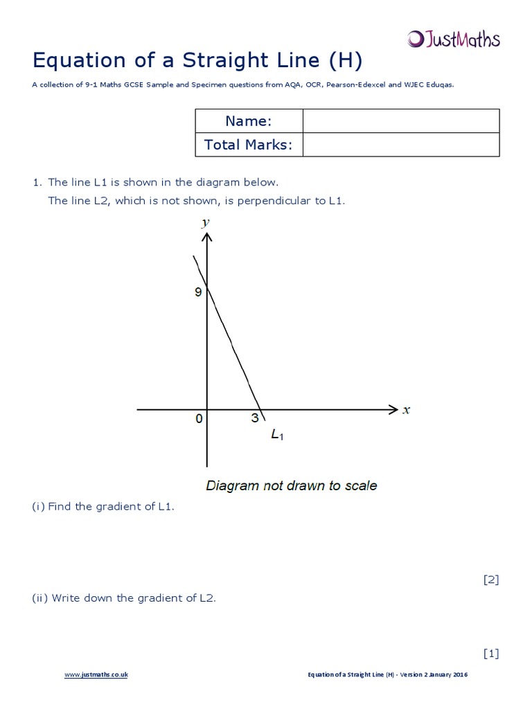 Equations of Straight Lines: A Collection of GCSE Maths Sample ...