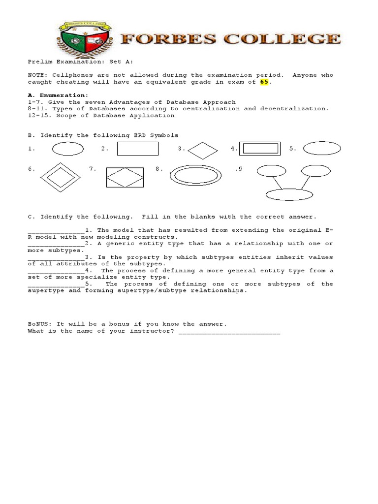 Database - Prelim Exam | PDF | Databases | Information Technology Management