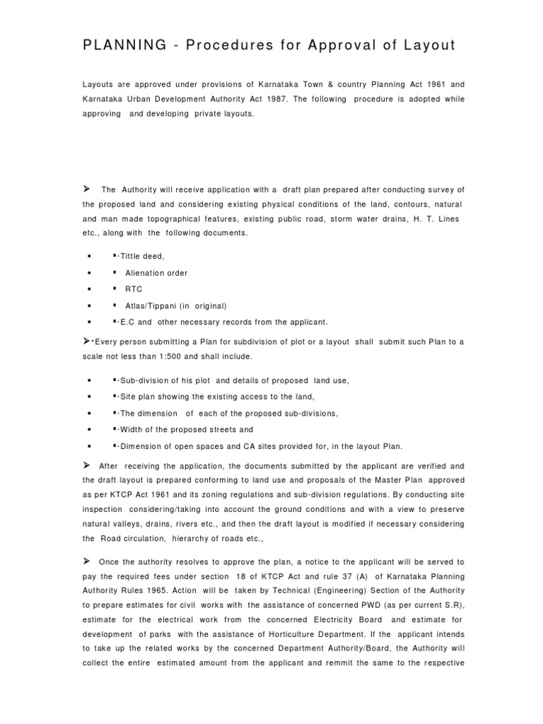 Karnataka Layout Approval Procedures | PDF | Nature | Business