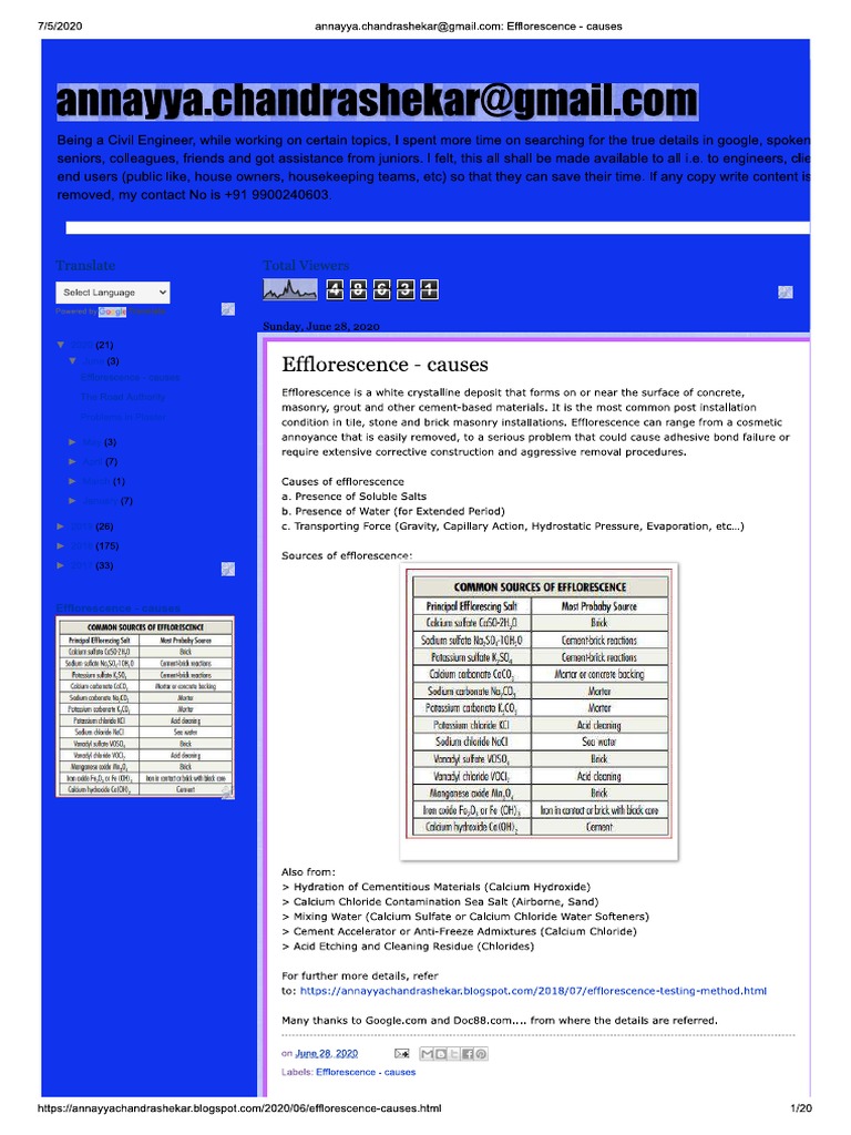 Efflorescence - Causes | PDF