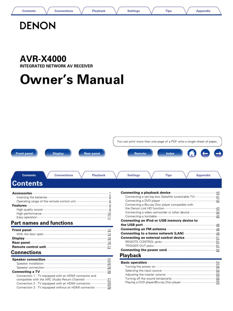 AVRX4000E2 ENG CD-ROM IM v00 PDF | PDF | Hdmi | Ios