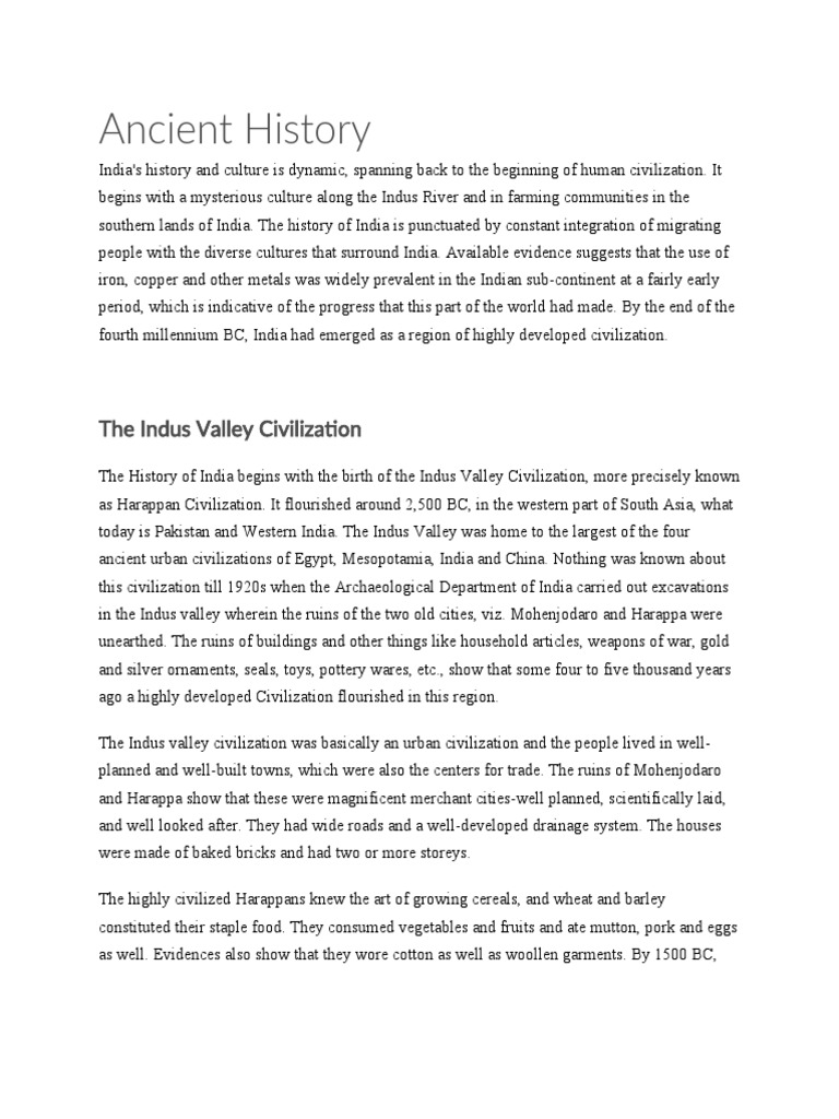 Ancient History: The Indus Valley Civilization | PDF | Archaeology ...