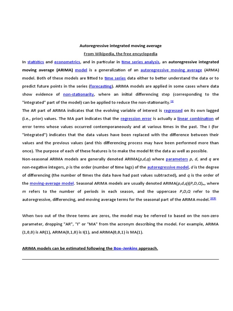 Autoregressive Integrated Moving Average | PDF | Autoregressive ...