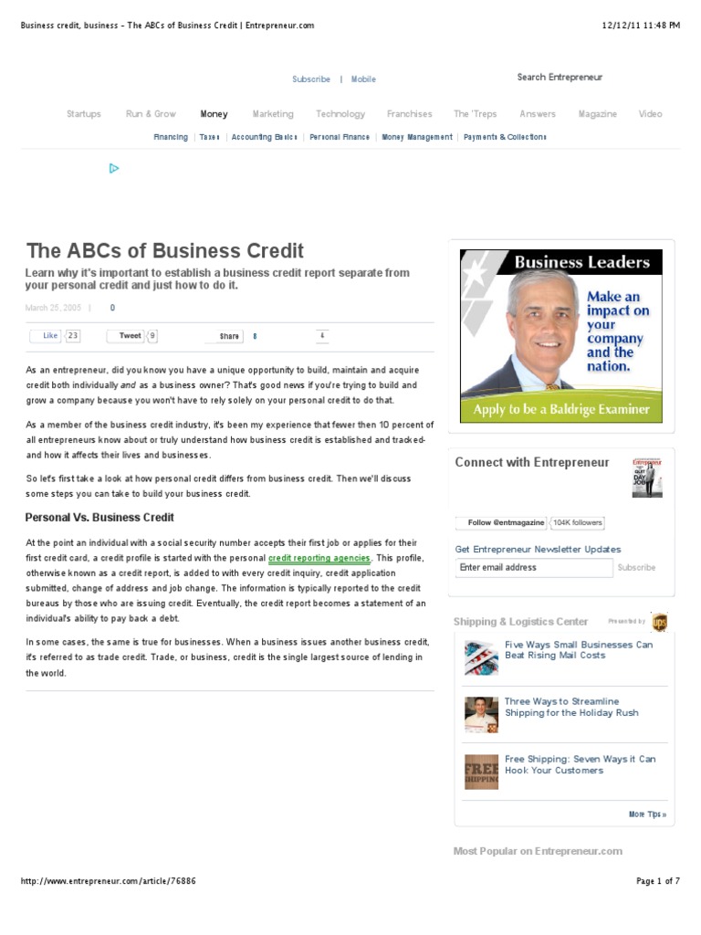 The ABCs of Business Credit | PDF | Credit Score | Credit History
