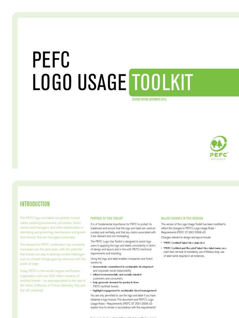 PEFC Logo Usage Toolkit - Third Edition (December 2010) | PDF