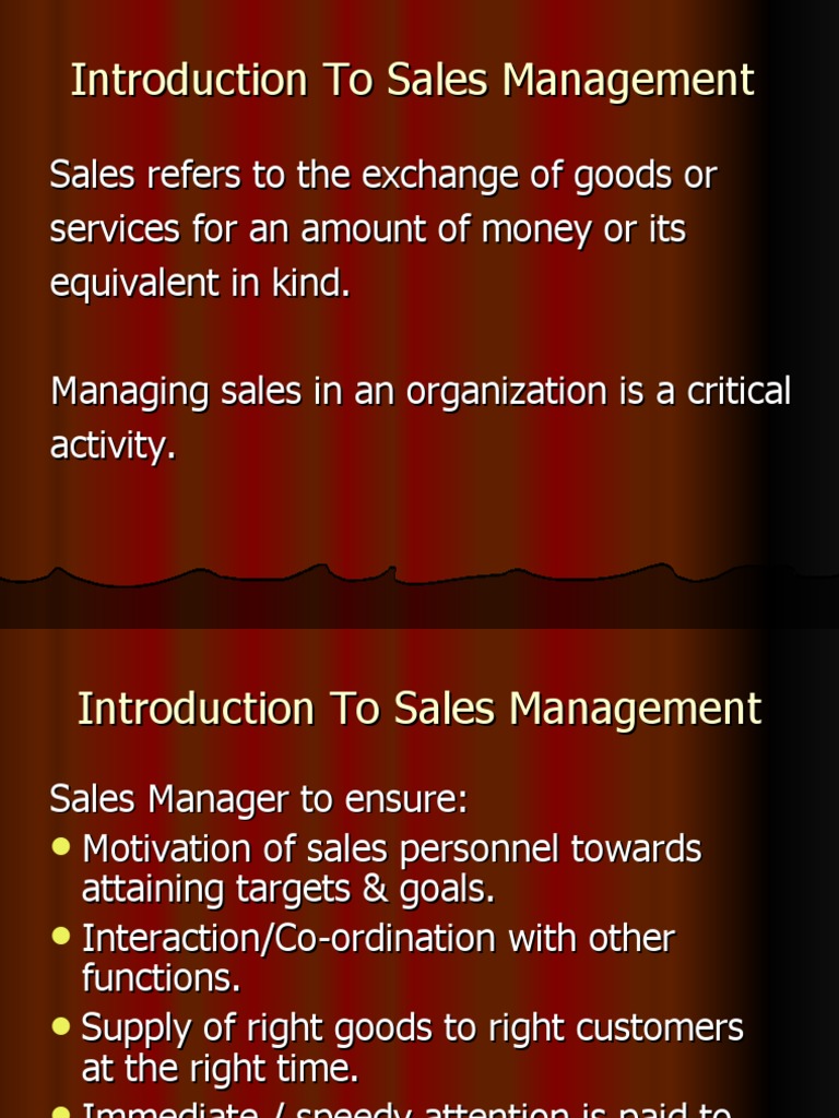 Introduction To Sales Management | PDF | Sales | Retail