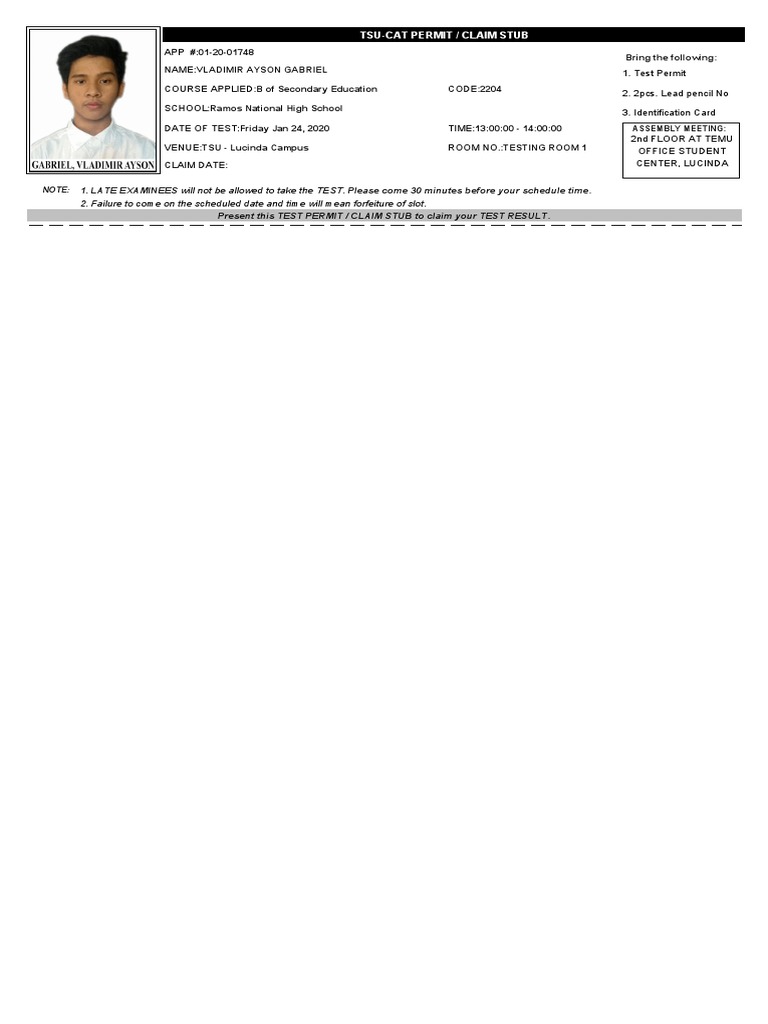 Permit Claim Stub PDF | PDF