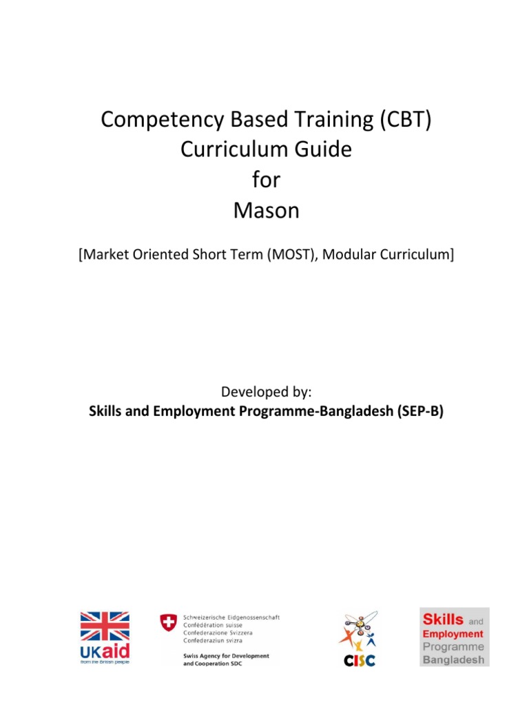 Competency Based Training (CBT) Curriculum Guide For Mason: (Market ...