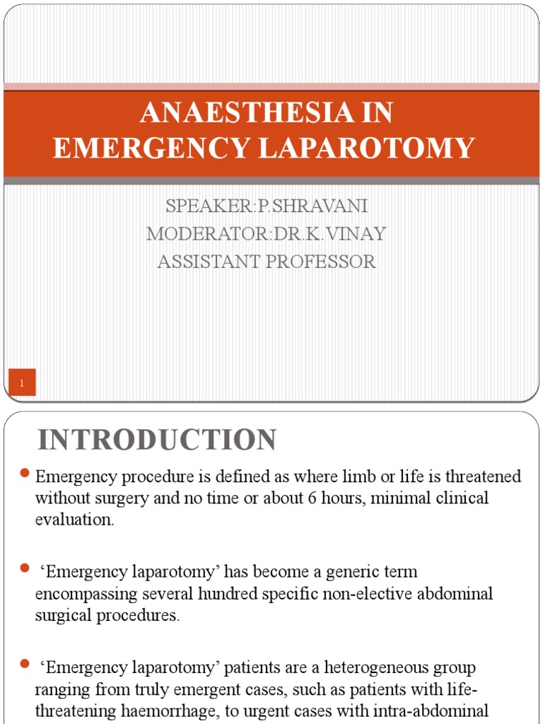 Emergency Laparotomy | PDF | Sepsis | Anesthesia