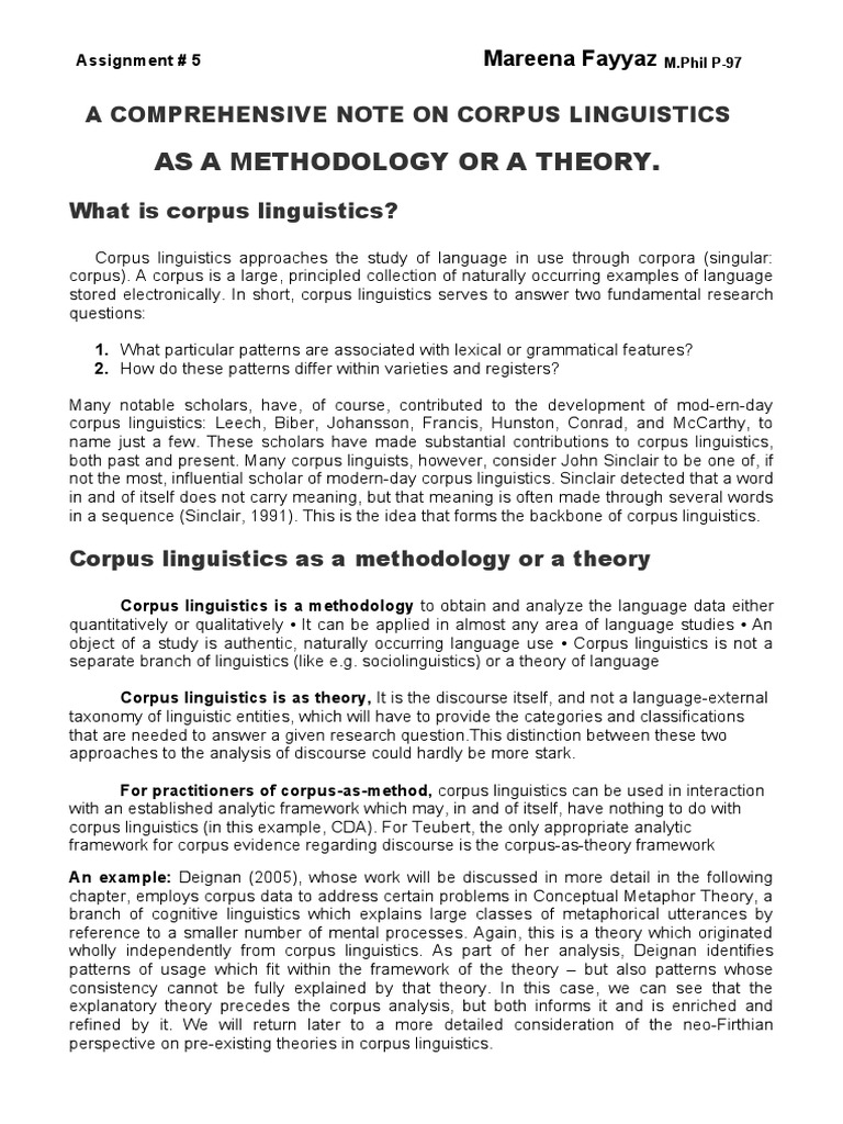 A Comprehensive Note Coprus 5th | PDF | Linguistics | Theory