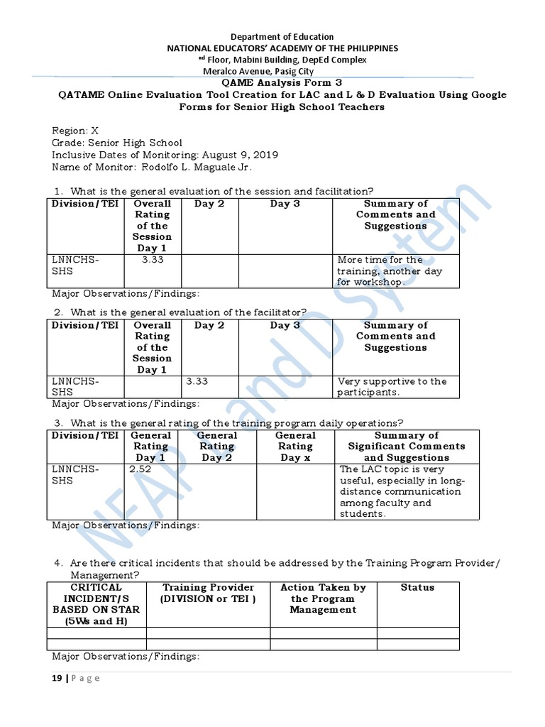 QATAME Evaluation for Senior High School | PDF | Communication | Cognition