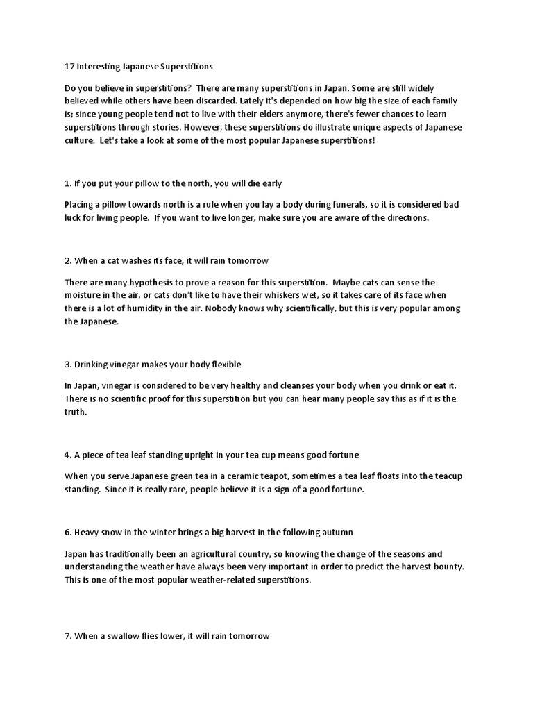 17 Interesting Japanese Superstitions | PDF | Funeral