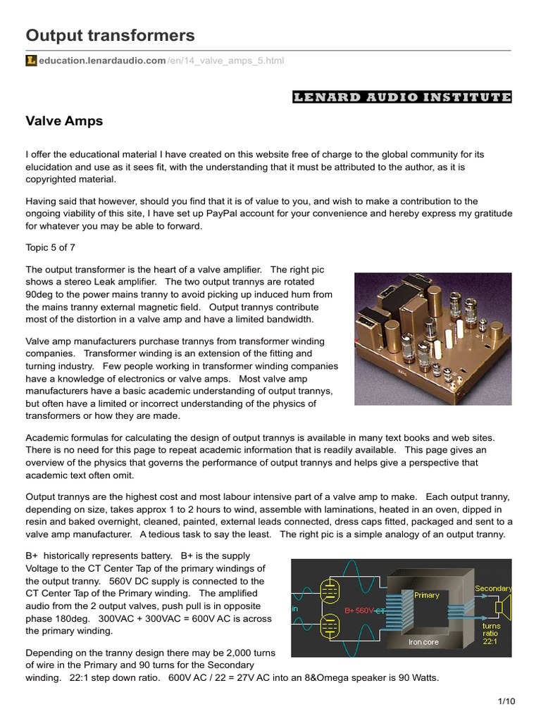 Output Transformers: Valve Amps | PDF | Amplifier | Vacuum Tube