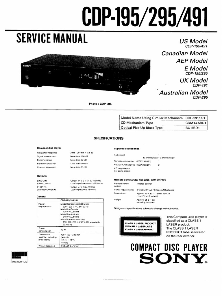Sony CDP-195 PDF | PDF