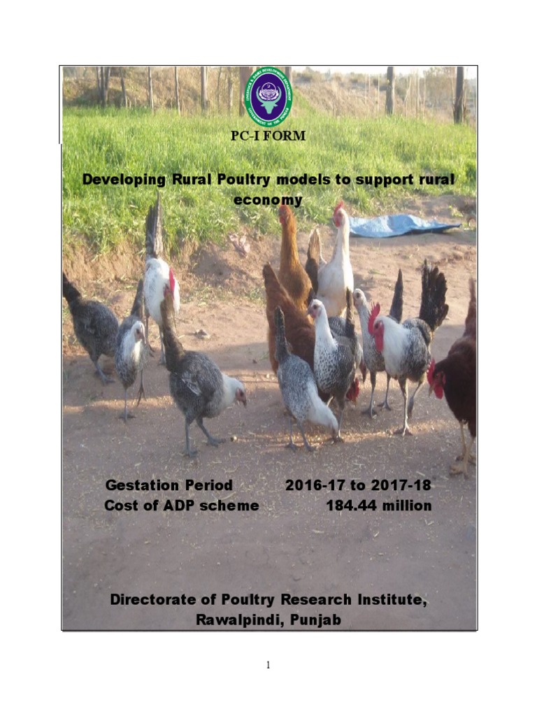 Developing Rural Poultry Models To Support Rural Economy: Pc-I Form ...