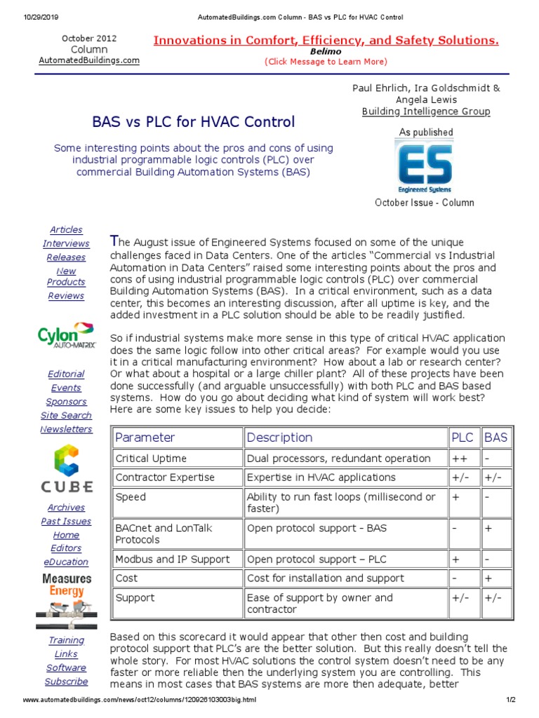 BAS Vs PLC For HVAC Control | Download Free PDF | Building Automation ...